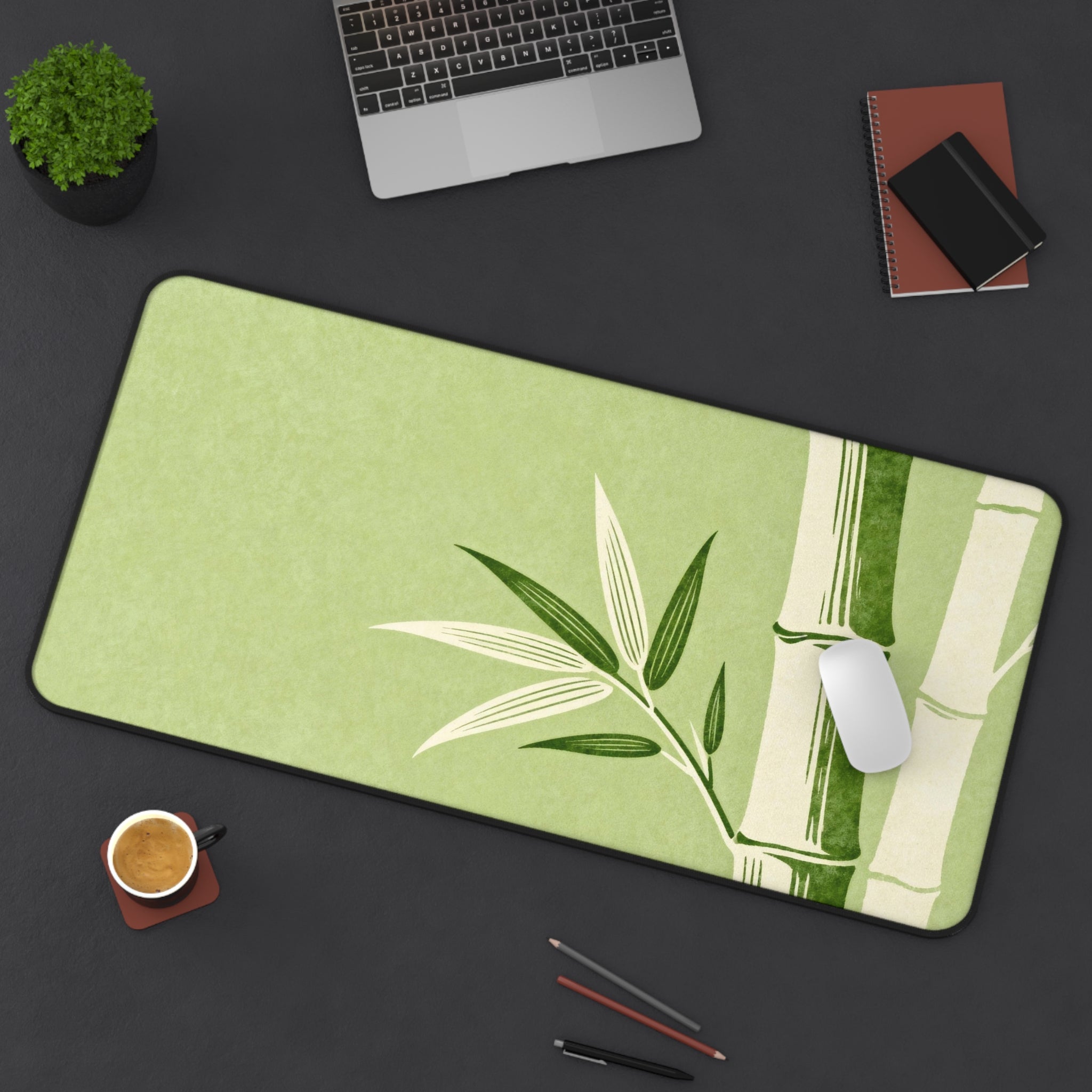 Japanese Bamboo Desk Mat With Minimalist Theme – Heart Circle